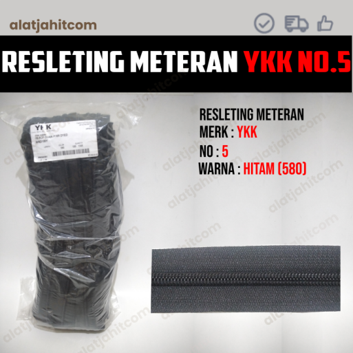 Resleting Zipper YKK HitamMeteran No 5 – AlatJahit